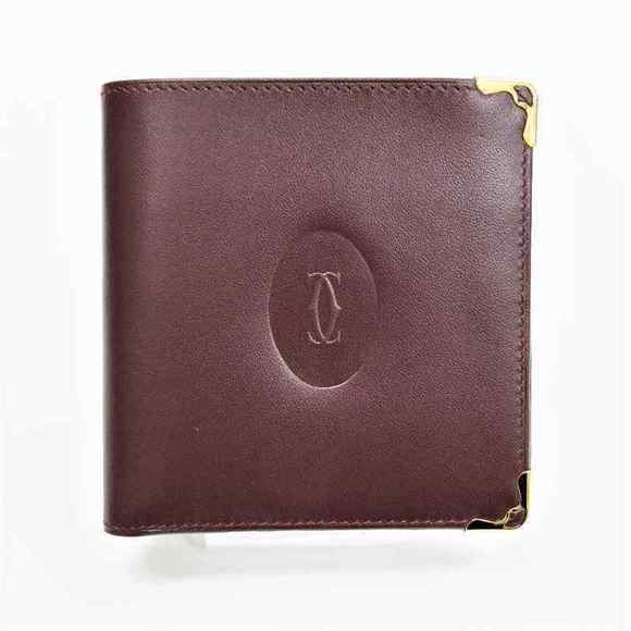 Cartier | Bags | Cartier Must Line Wallet Bordeaux Wine Folio Leather ...